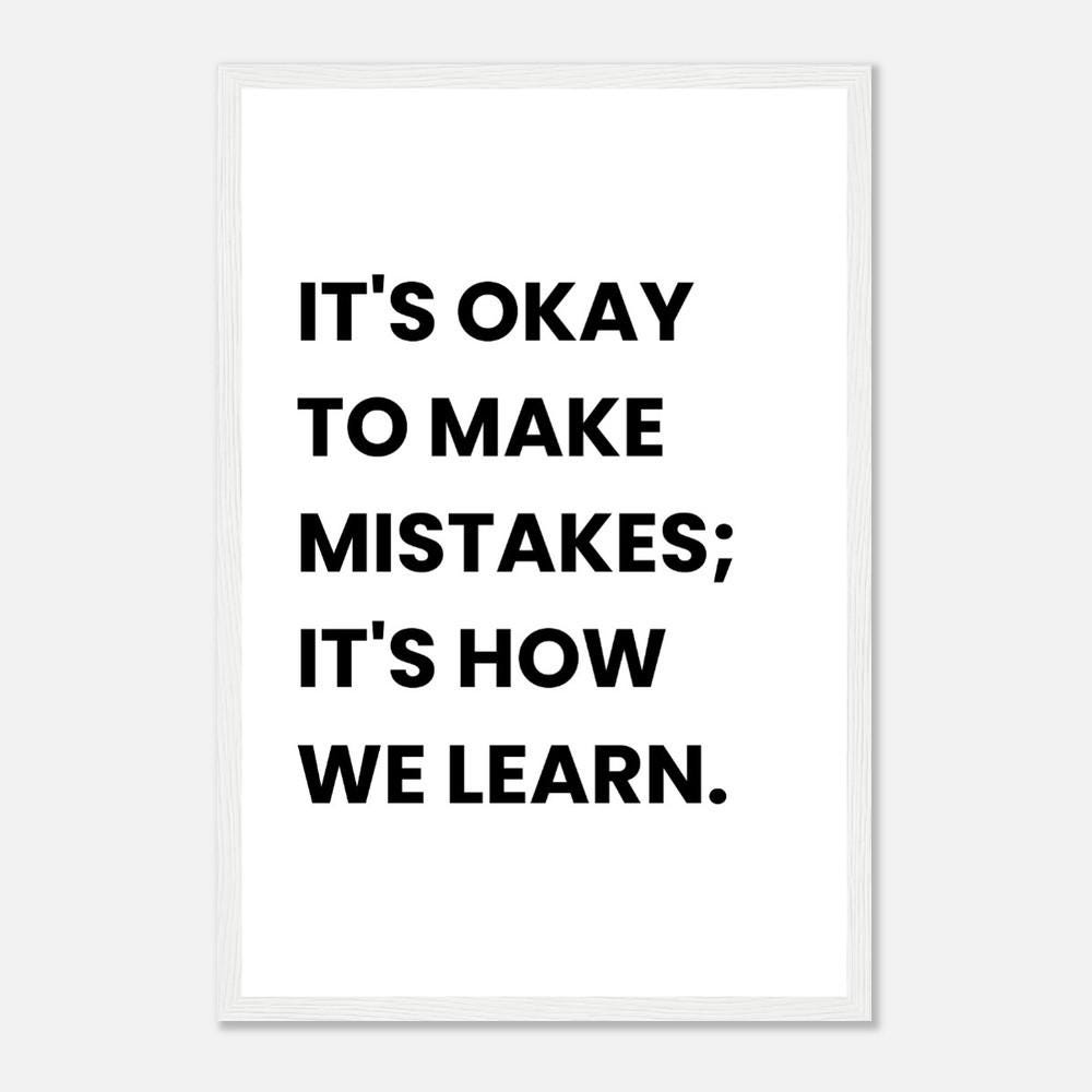 It's Okay to Make Mistakes Wall Art Poster, Bedroom Wall Art Motivation ...