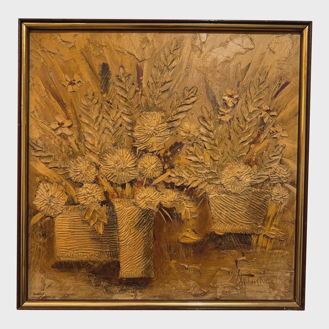 Mid-century Stephen Kaye Floral Palette Knife Oil Painting | Textured ...
