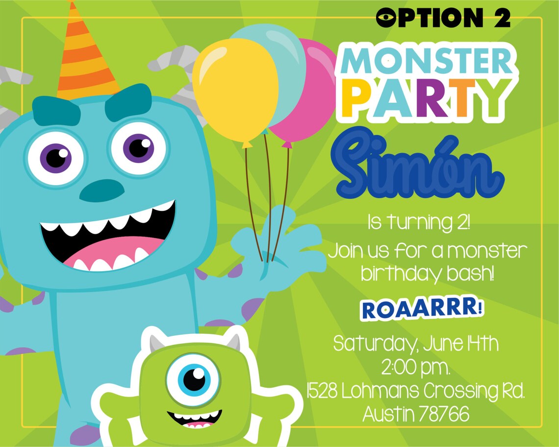 Monster Birthday Invitation Funny Monsters Custom Digital | Etsy