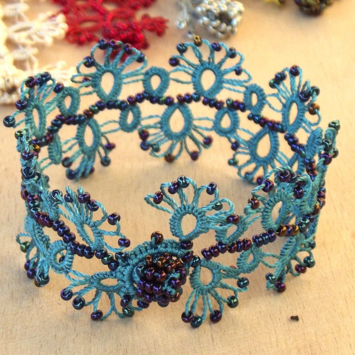 Turkish OYA Lace Beads Bracelet lace 8 Colors Crocheted - Etsy