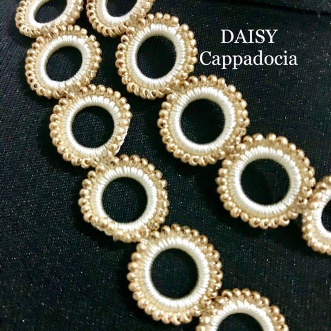 Turkish OYA Lace - Boncuk Oya Necklace RING Cream and Gold - Women ...