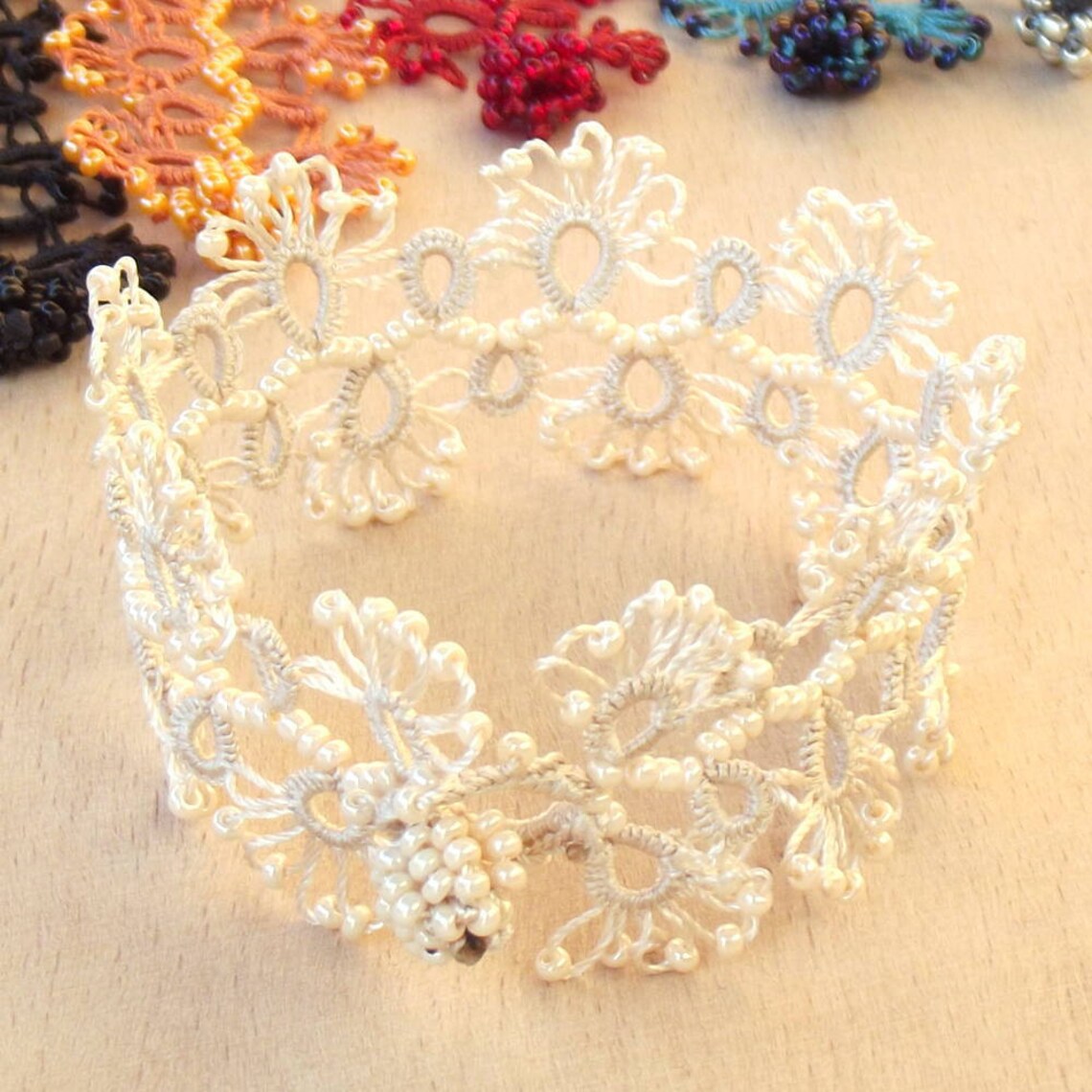 Turkish OYA Lace Beads Bracelet lace 8 Colors Crocheted - Etsy