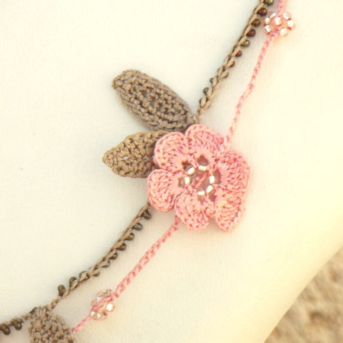 Turkish OYA Lace Spring Folower Necklace/salmon Pink - Etsy