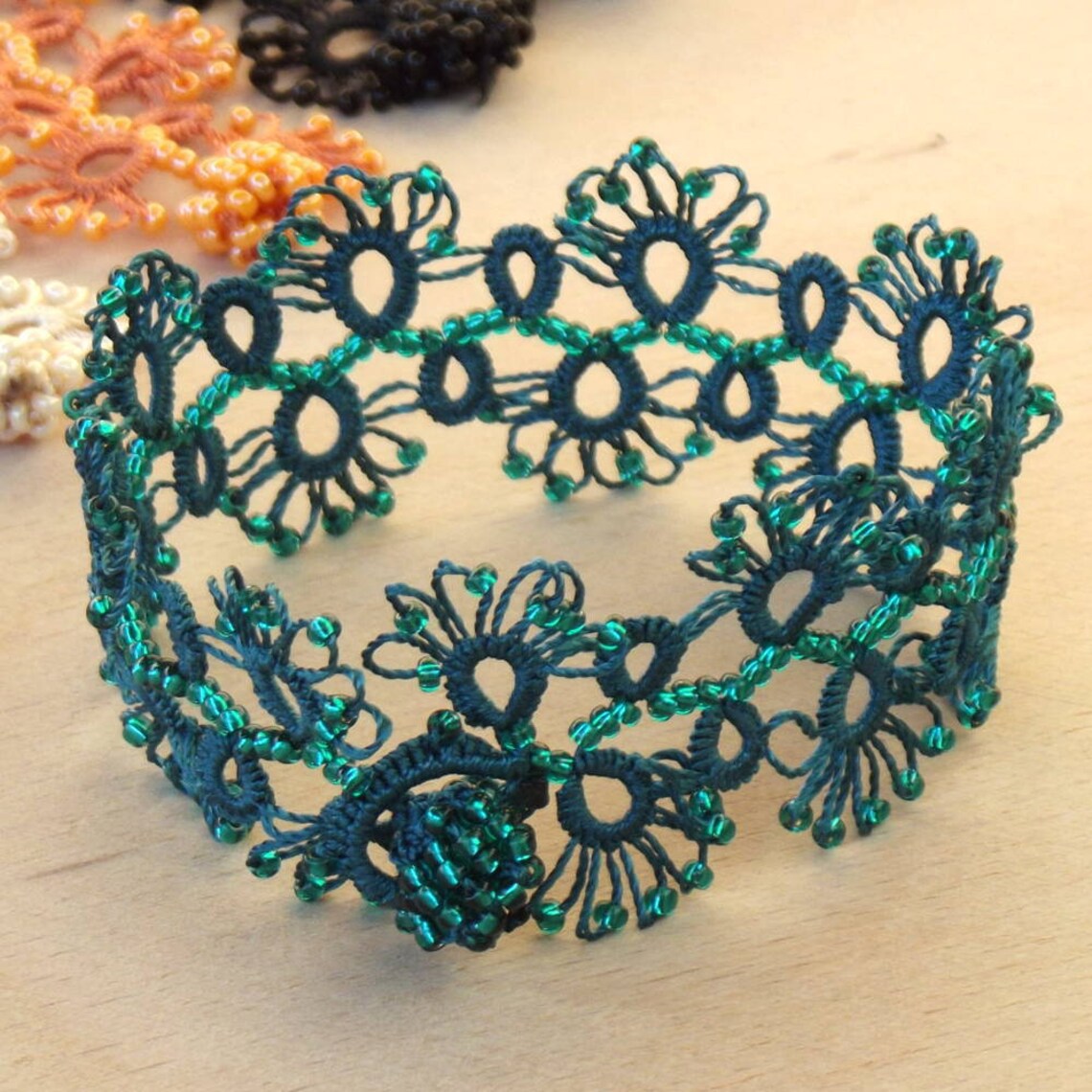 Turkish OYA Lace Beads Bracelet lace 8 Colors Crocheted - Etsy