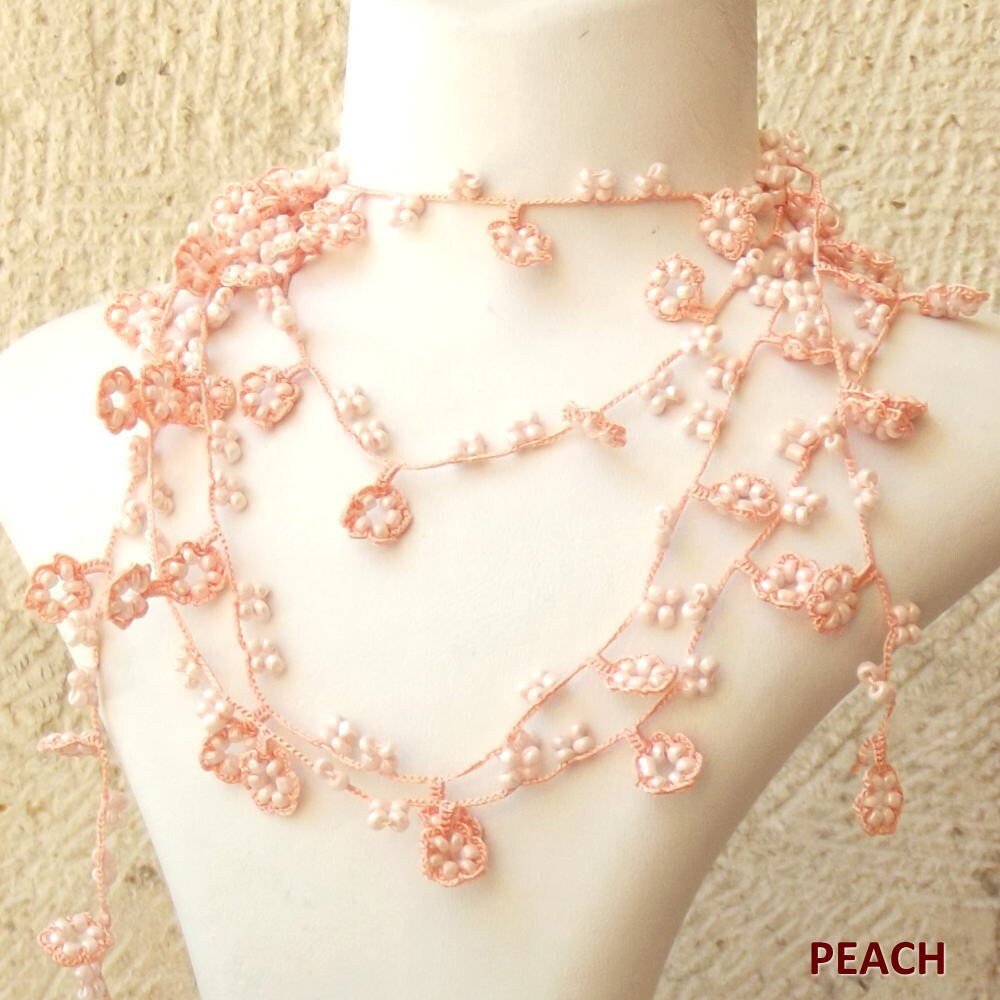 Turkish OYA Lace Lariat Necklace Cascade 7 Colors - Etsy