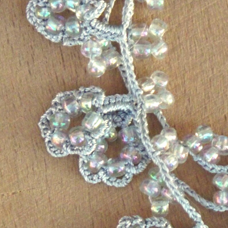 Turkish OYA Lace Beads Bracelet Small Flowers 2 Colors Crocheted ...