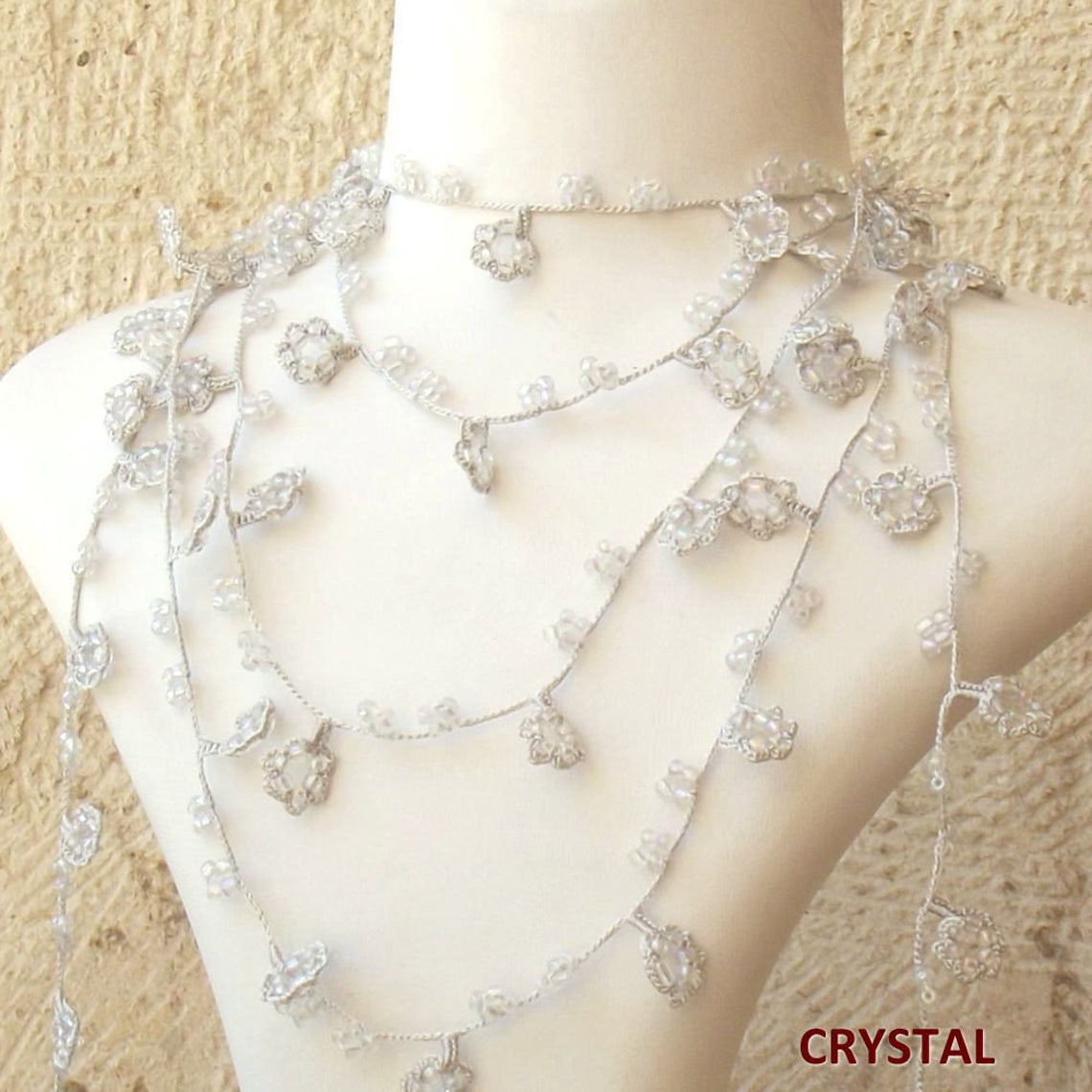 Turkish OYA Lace Lariat Necklace Cascade 7 Colors - Etsy