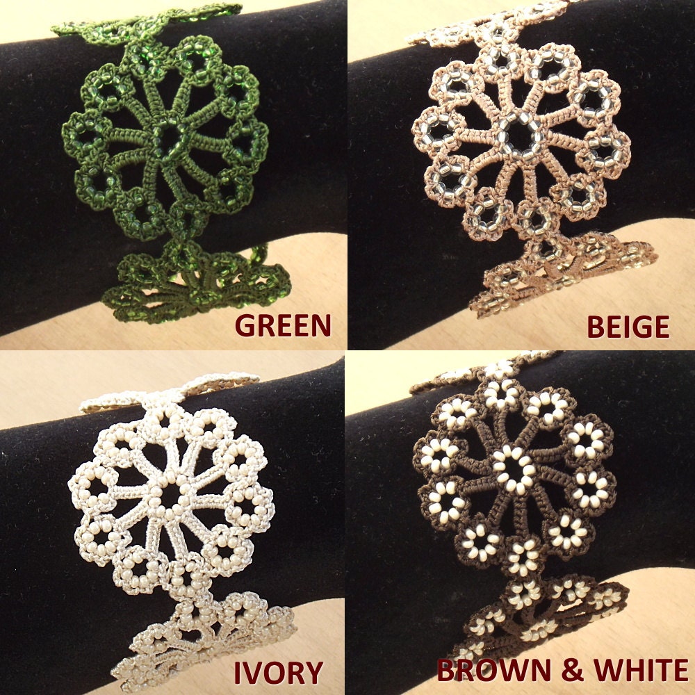Turkish OYA Lace - Bracelet - Dahlia *13 Colors - Etsy