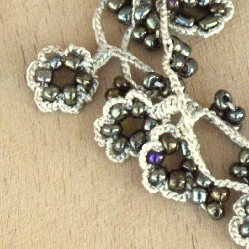 Turkish OYA Lace Beads Bracelet Small Flowers 2 Colors Crocheted ...