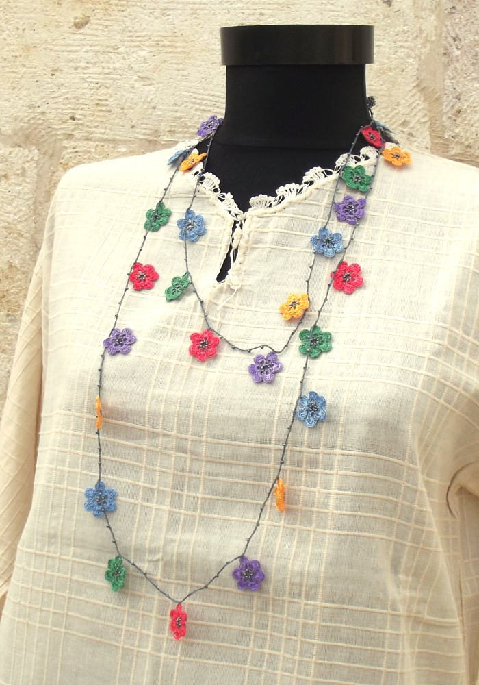 Turkish OYA Lace Lariat Necklace Mary Mix Crocheted Jewelry Wedding Bib ...