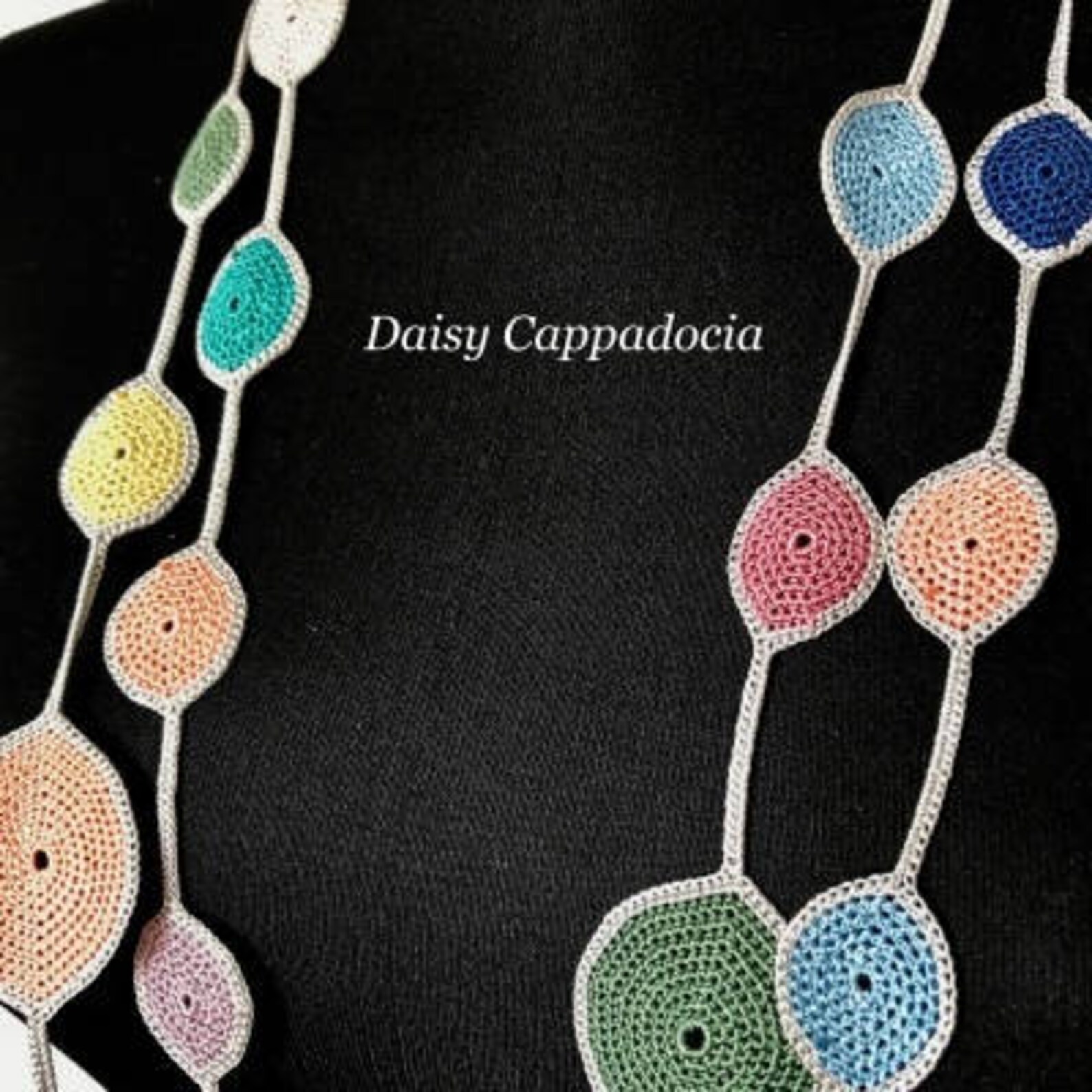 Turkish OYA Lace Needle Lace Necklace Lariat drop Gray&mix Colourful ...