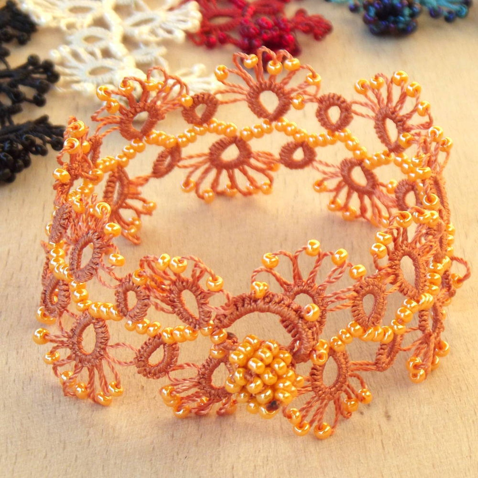 Turkish OYA Lace Beads Bracelet lace 8 Colors Crocheted Jewelry Wedding ...