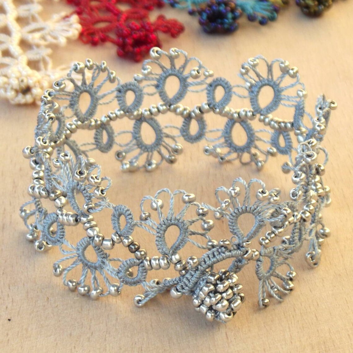 Turkish OYA Lace Beads Bracelet lace 8 Colors Crocheted - Etsy