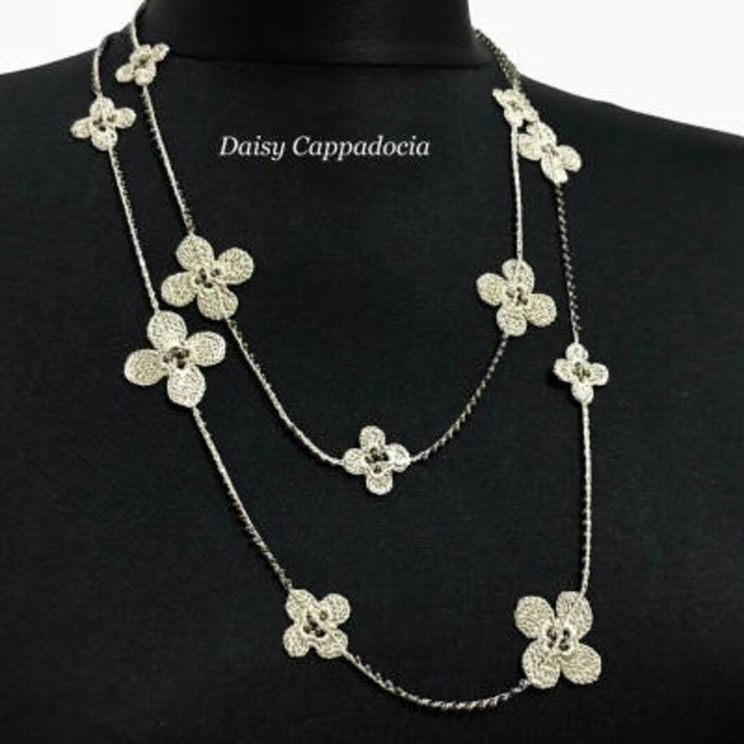 Turkish OYA Lace - Needle Lace Necklace - Lariat [croce] Beige ...