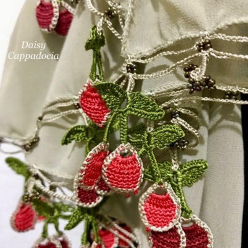 Turkish OYA Lace - Chiffon Stole - Cherry Sandbeige Scarf Shawl for Her ...