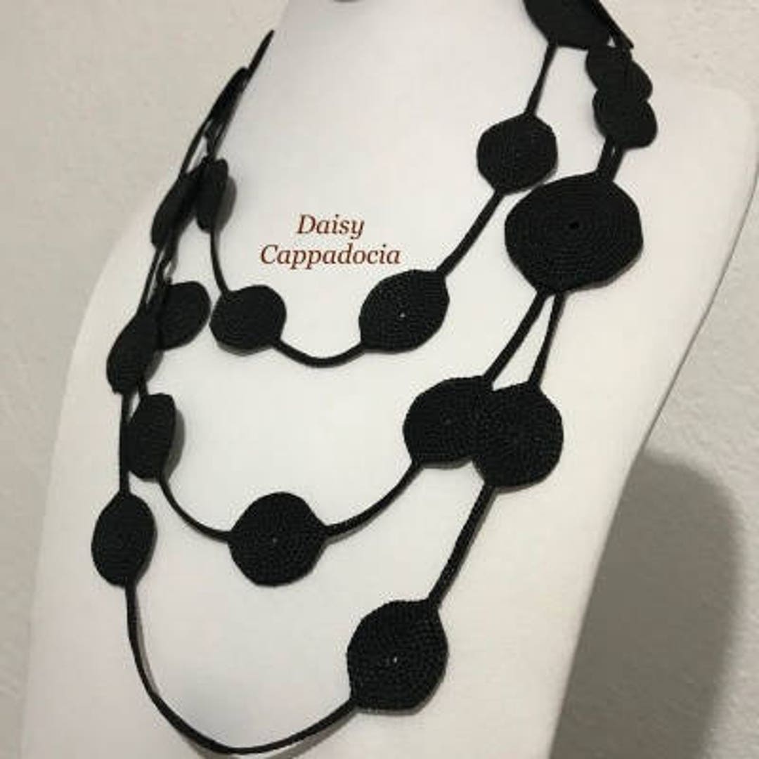 Turkish OYA Lace - Needle Lace Necklace - Lariat [drop] Black ...