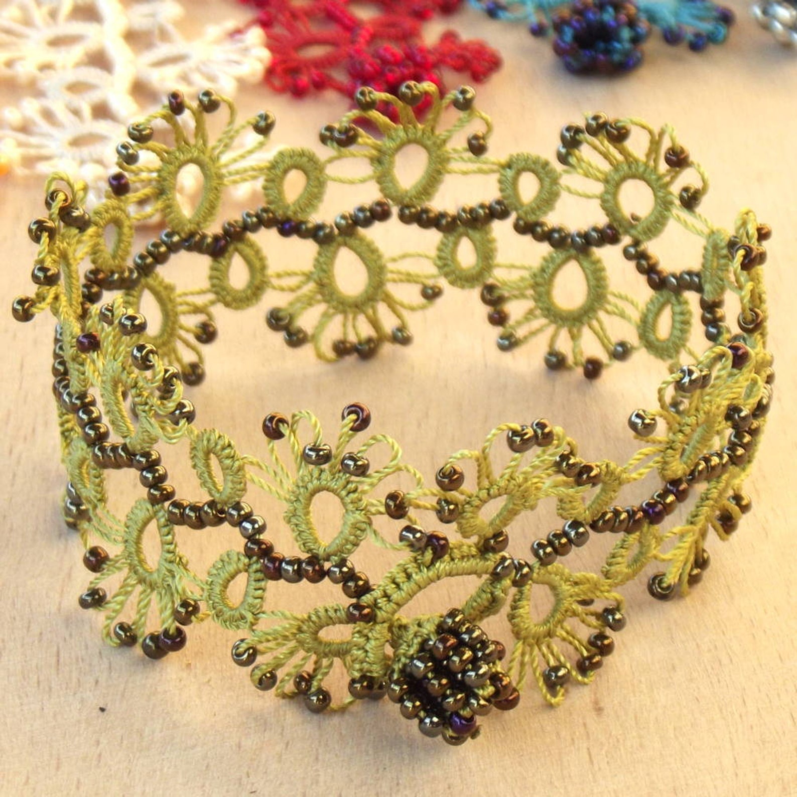 Turkish OYA Lace Beads Bracelet lace 8 Colors Crocheted - Etsy