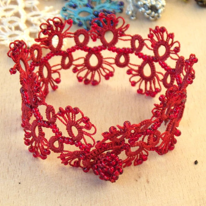 Turkish OYA Lace - Beads Bracelet -lace *8 Colors Crocheted Jewelry ...
