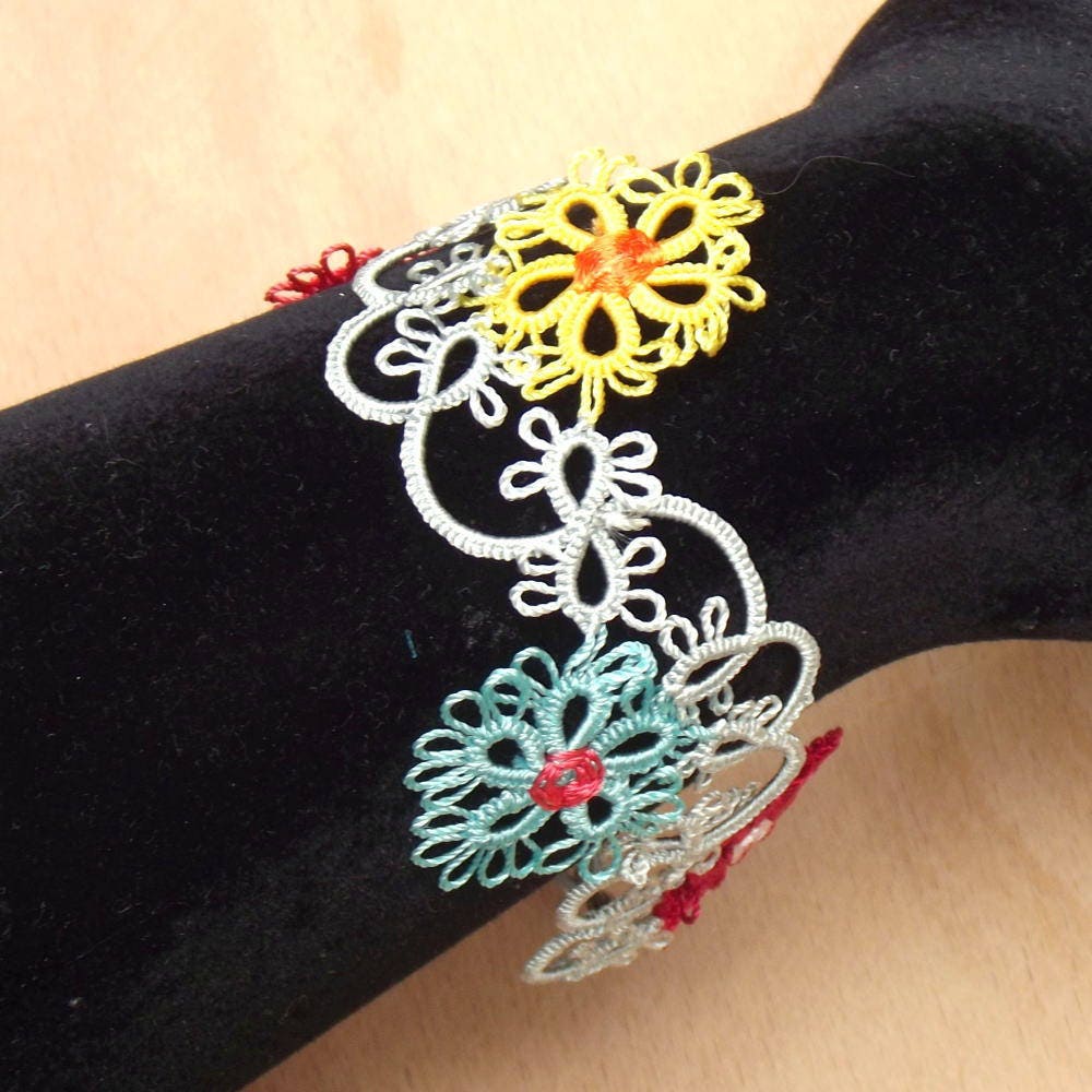 Turkish OYA Lace - Bracelet - HANABI Multi Color / Crocheted Jewelry ...