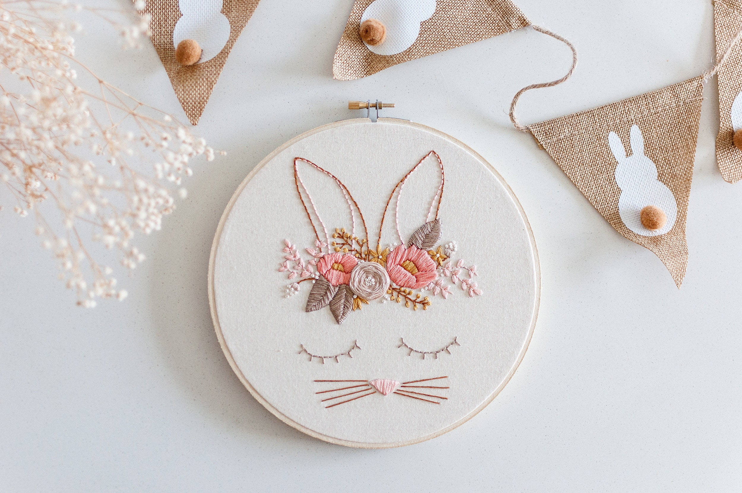Posy Rabbit Embroidery Pattern Do It Yourself PDF | Etsy