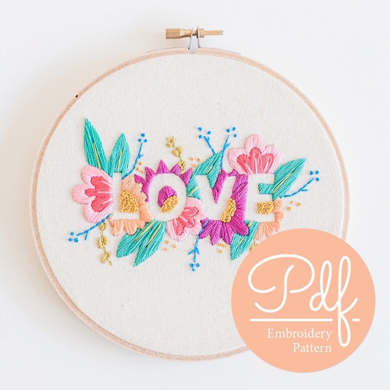 LOVE Embroidery pattern PDF Digital Download | Etsy