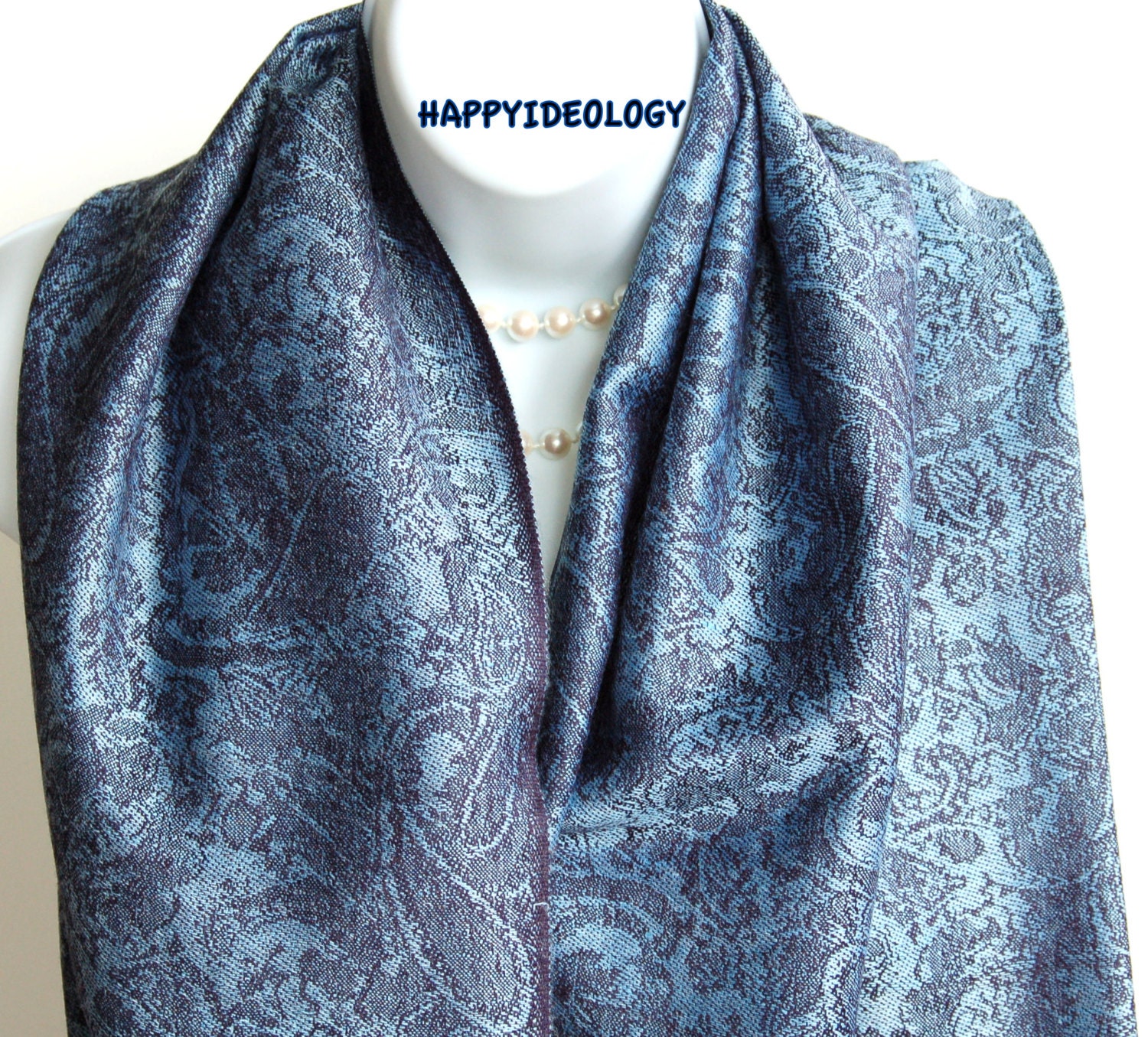 Blue Pashmina Scarf.blue Pashmina/shawl.elegant Silky Pashmina Scarf ...