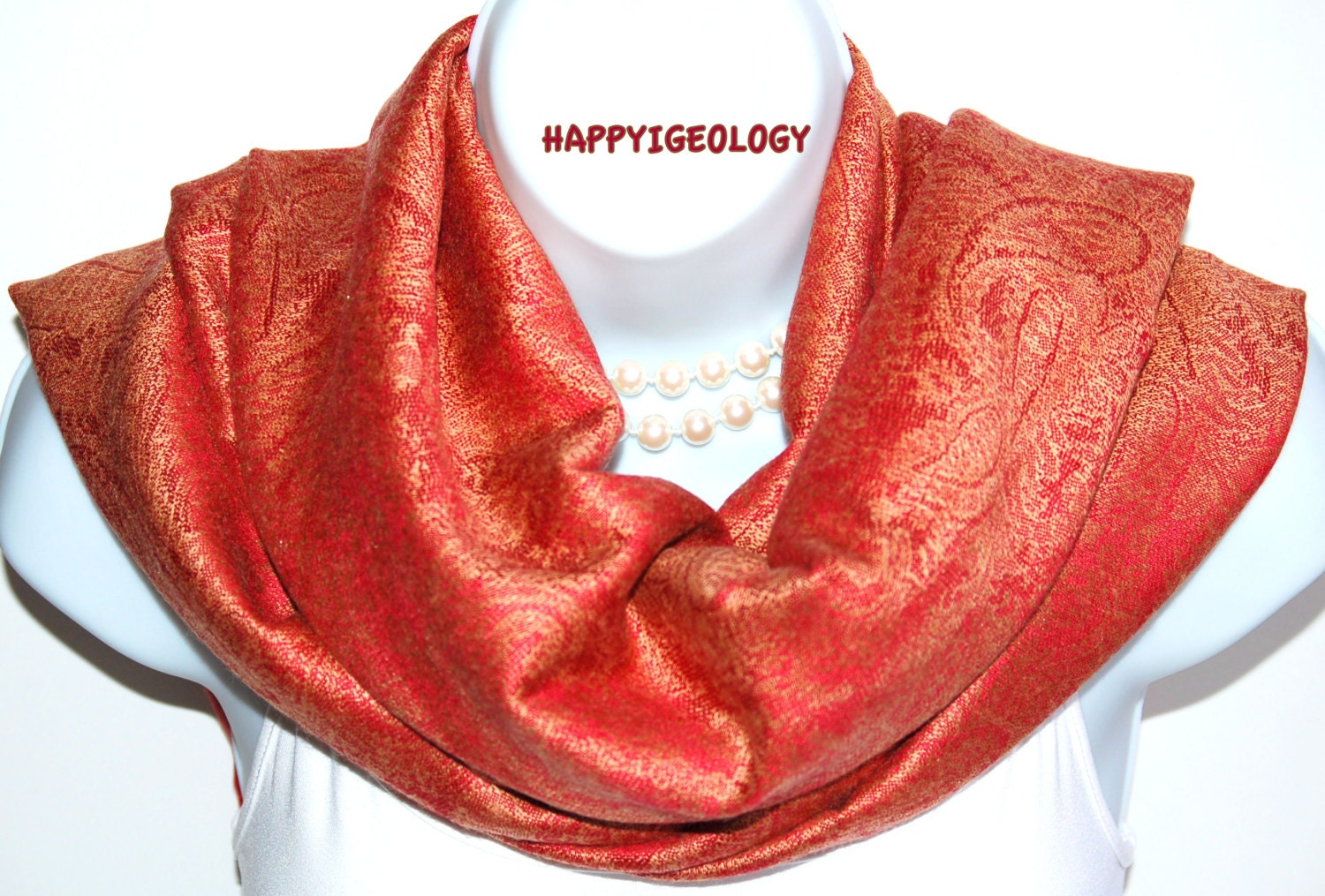 Red Pashmina Scarf.coral Red & Beige Gold - Etsy
