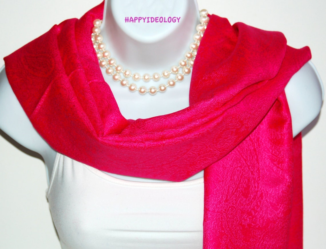Pink Pashmina Scarf.bright Fuchsia Pink Pashmina/shawl.paisley Print ...