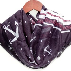 Nautical Anchor Infinity Scarf.navy Blue,white & Red Nautical Scarves ...