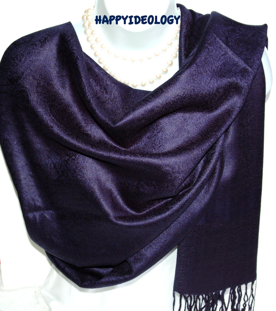 Navy Blue Pashmina Scarf.dark Blue Pashmina/shawl.fall/winter Scarves ...