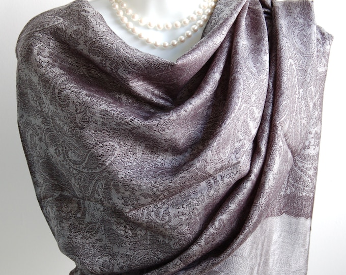 Gray Pashmina Scarf. Dark Charcoal Grey & Black - Etsy