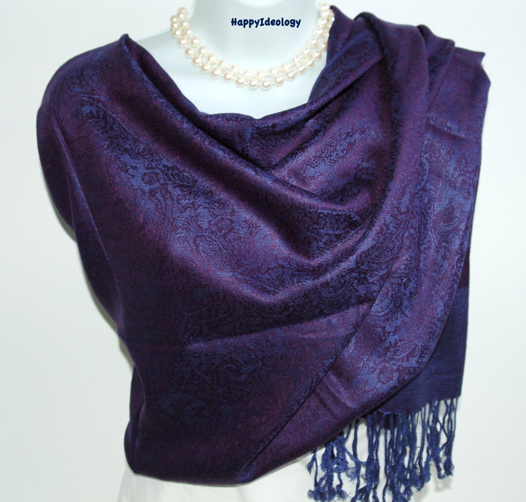 Navy Blue Pashmina Scarf.dark Blue Pashmina/shawl.fall/winter Scarves ...