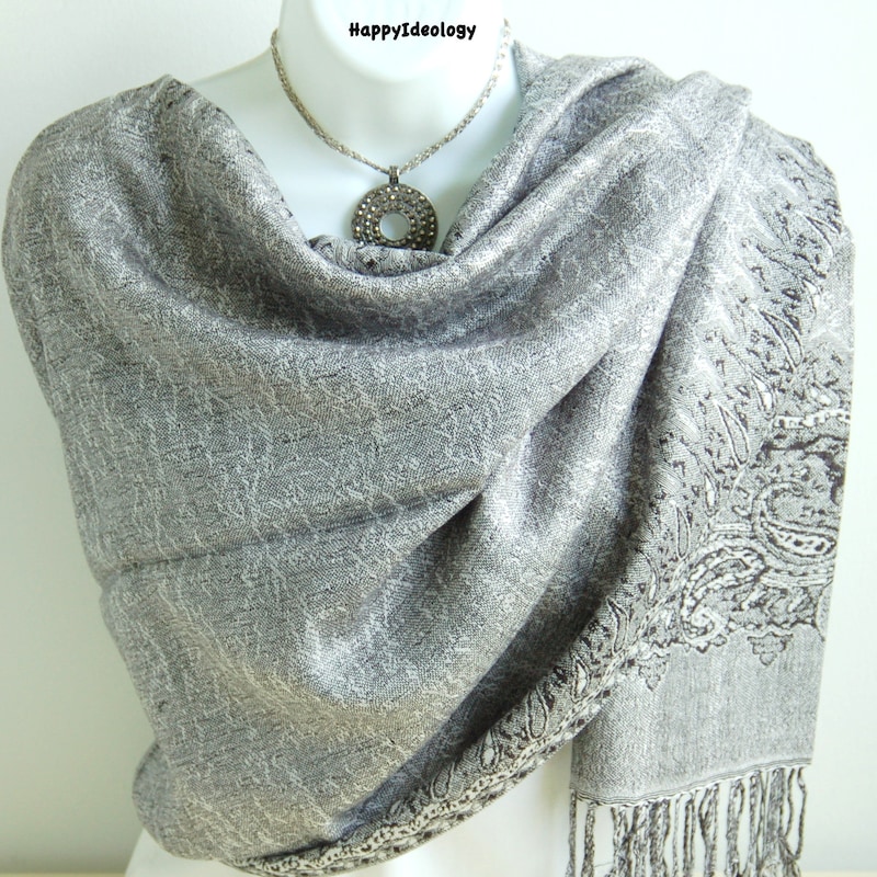 Grey Pashmina - Etsy