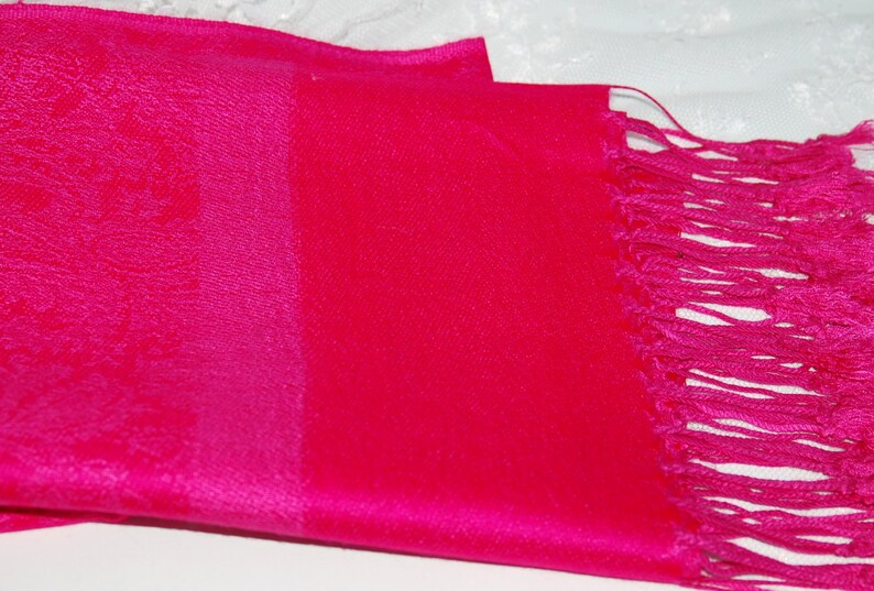 Pink Pashmina Scarf.bright Fuchsia Pink Pashmina/shawl.paisley Print ...