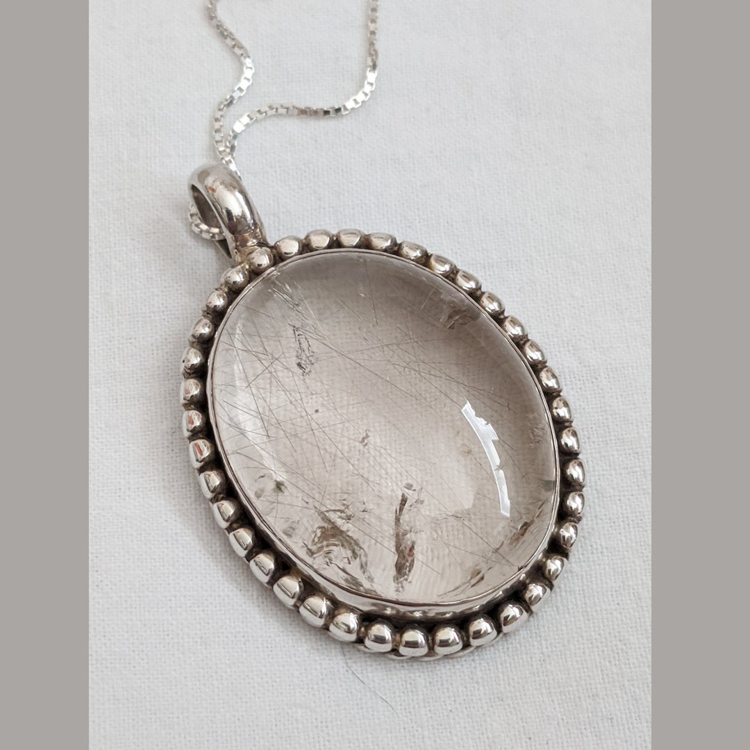Oval Cut Silver Rutile Inclusions in Clear Quartz Crystal Sterling ...