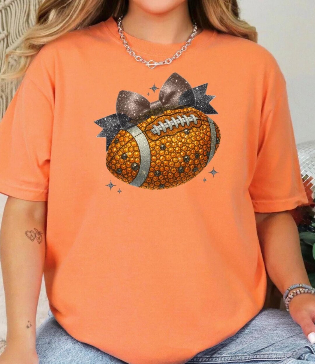 Rhinestone Football Shirt Design Idea for Mom Game Day Football Outfit ...
