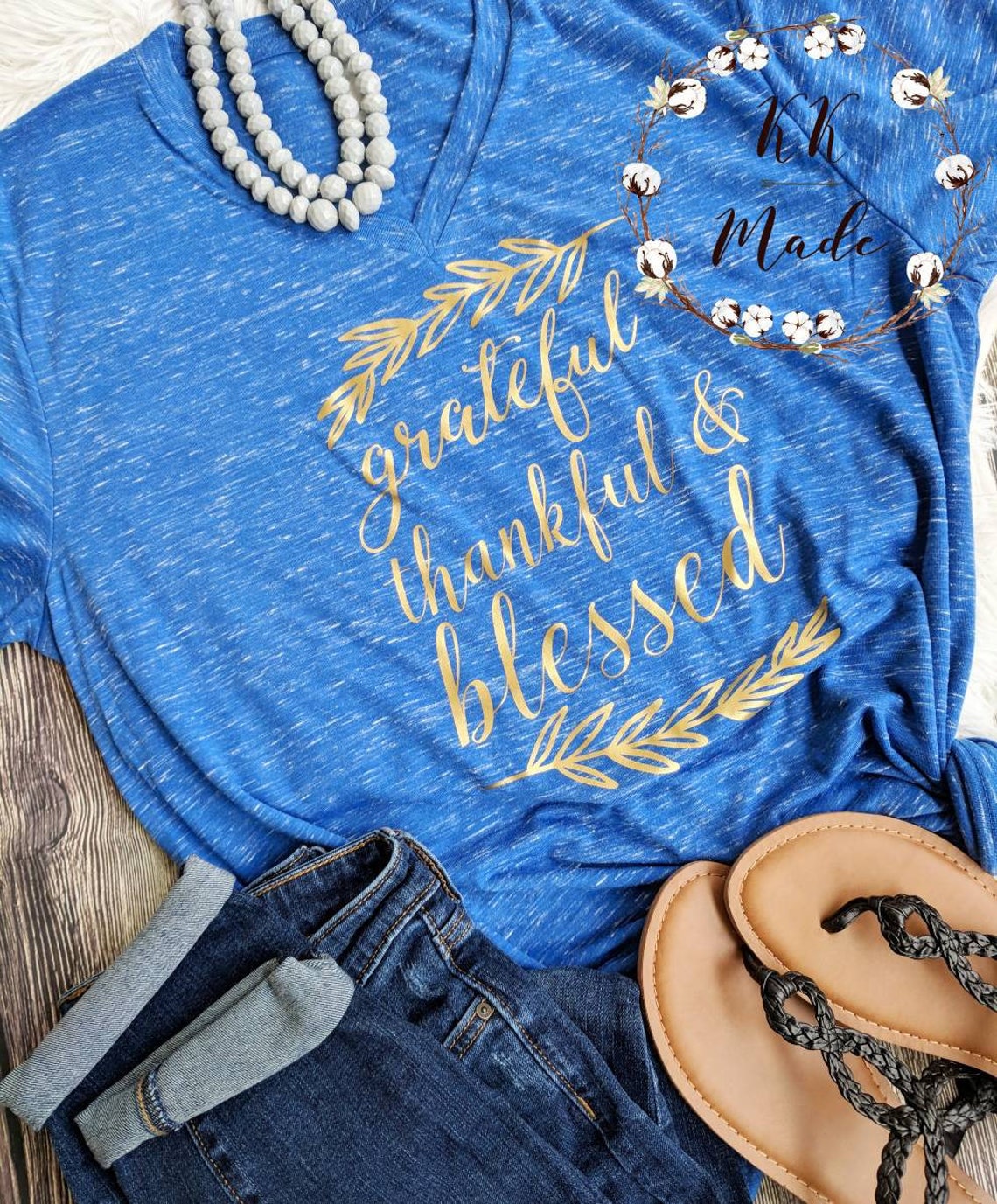 Grateful Thankful Blessed Shirt Thanksgiving Shirt Christian Etsy