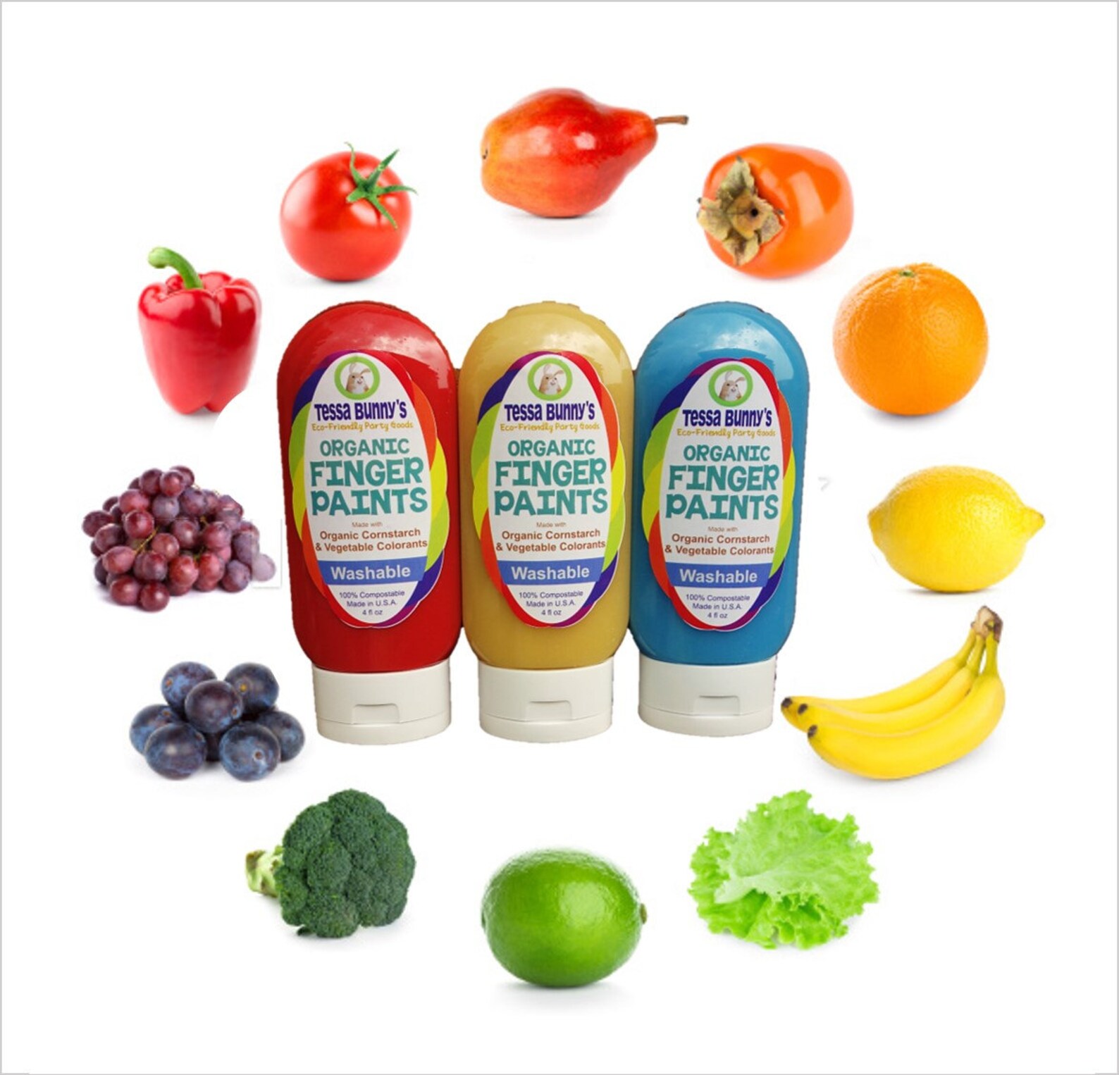 Organic Finger Paints Washable, Non-toxic Kid Safe Paints, All Natural ...