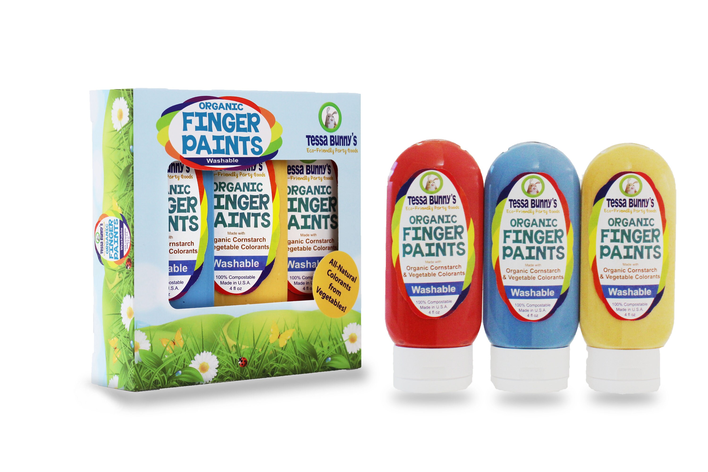Organic Finger Paints Washable, Non-toxic Kid Safe Paints, All Natural ...