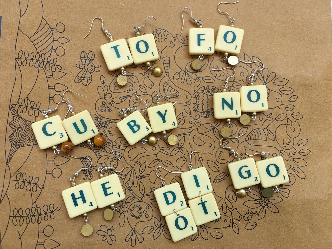Scrabble Earrings Recycled Earring Sustainable Jewelry Game Earring ...