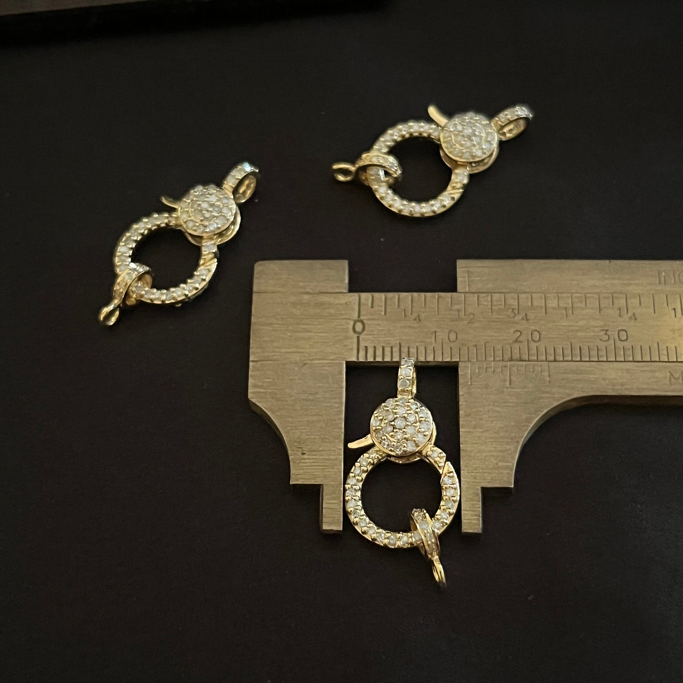 14k Gold Clasp Double Sided Lobster Clasp Diamond Clasp Gold Clasps ...