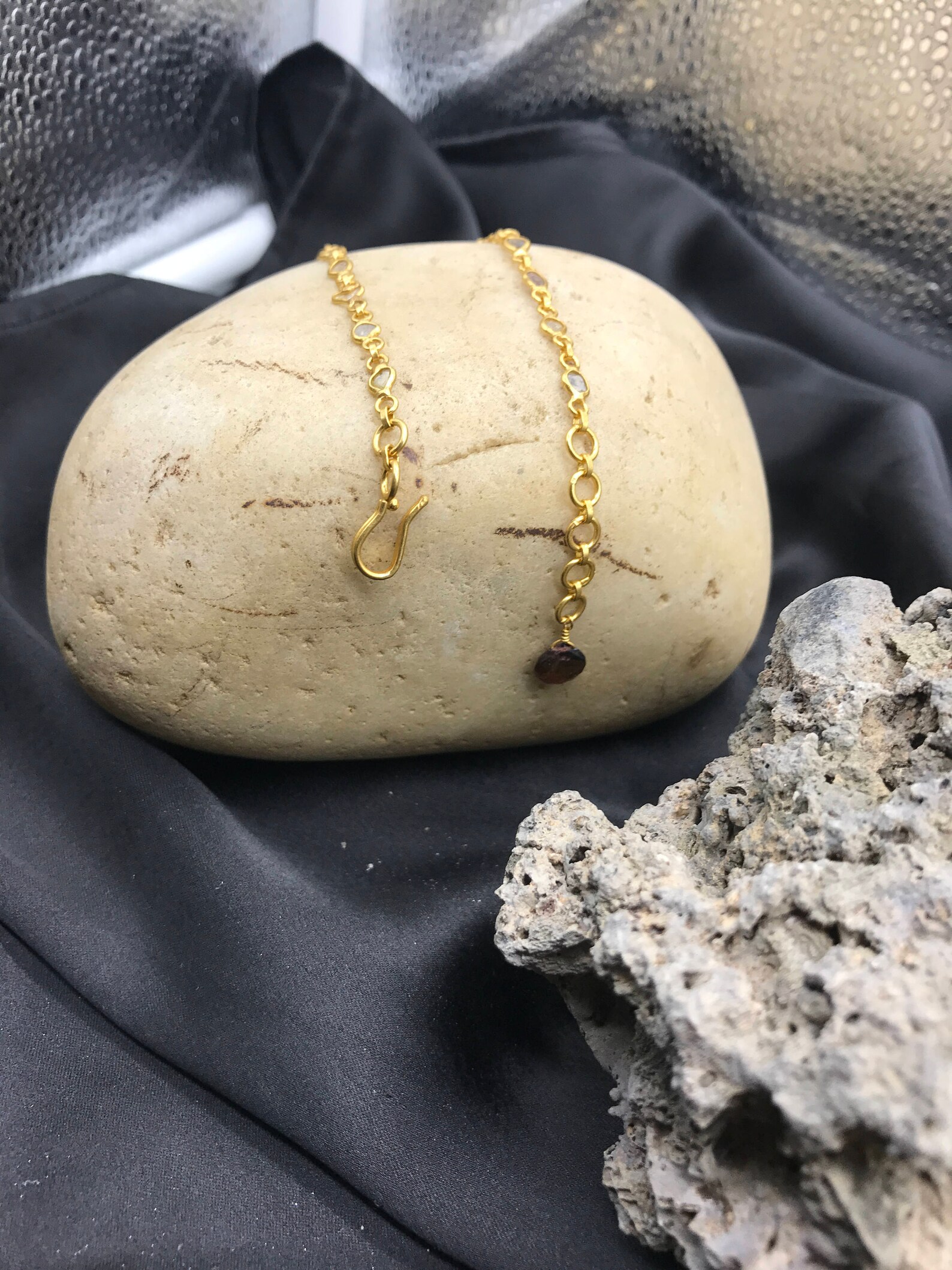 Diamond Slices & Faceted Multicolor Tourmaline Drops Necklace | Etsy