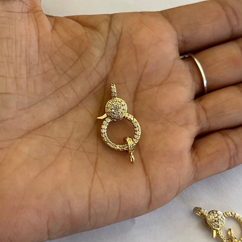 14k Gold Clasp Double Sided Lobster Clasp Diamond Clasp Gold Clasps ...