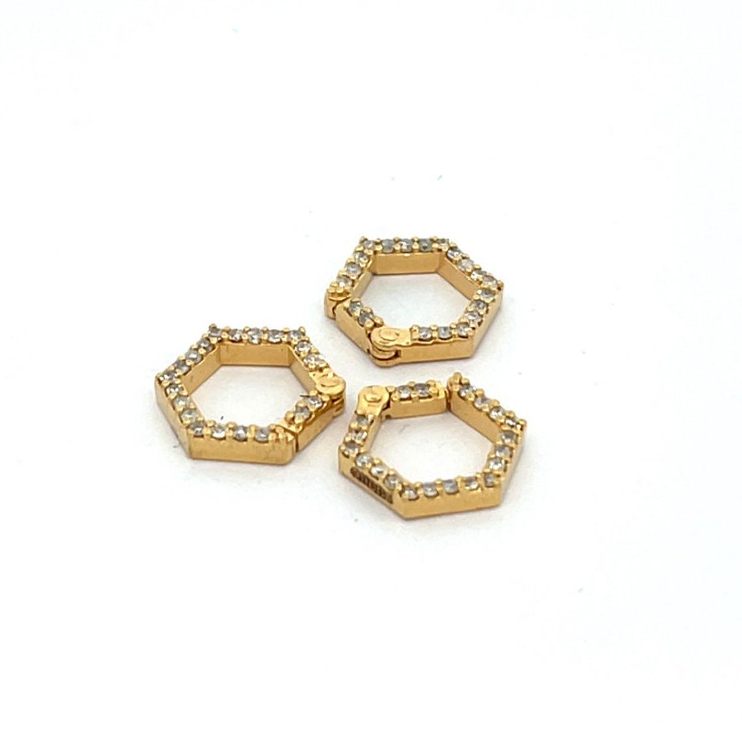 Hexagon Clasp, Fine Diamond 14k Gold Diamond Lock, Diamond Clasps ...