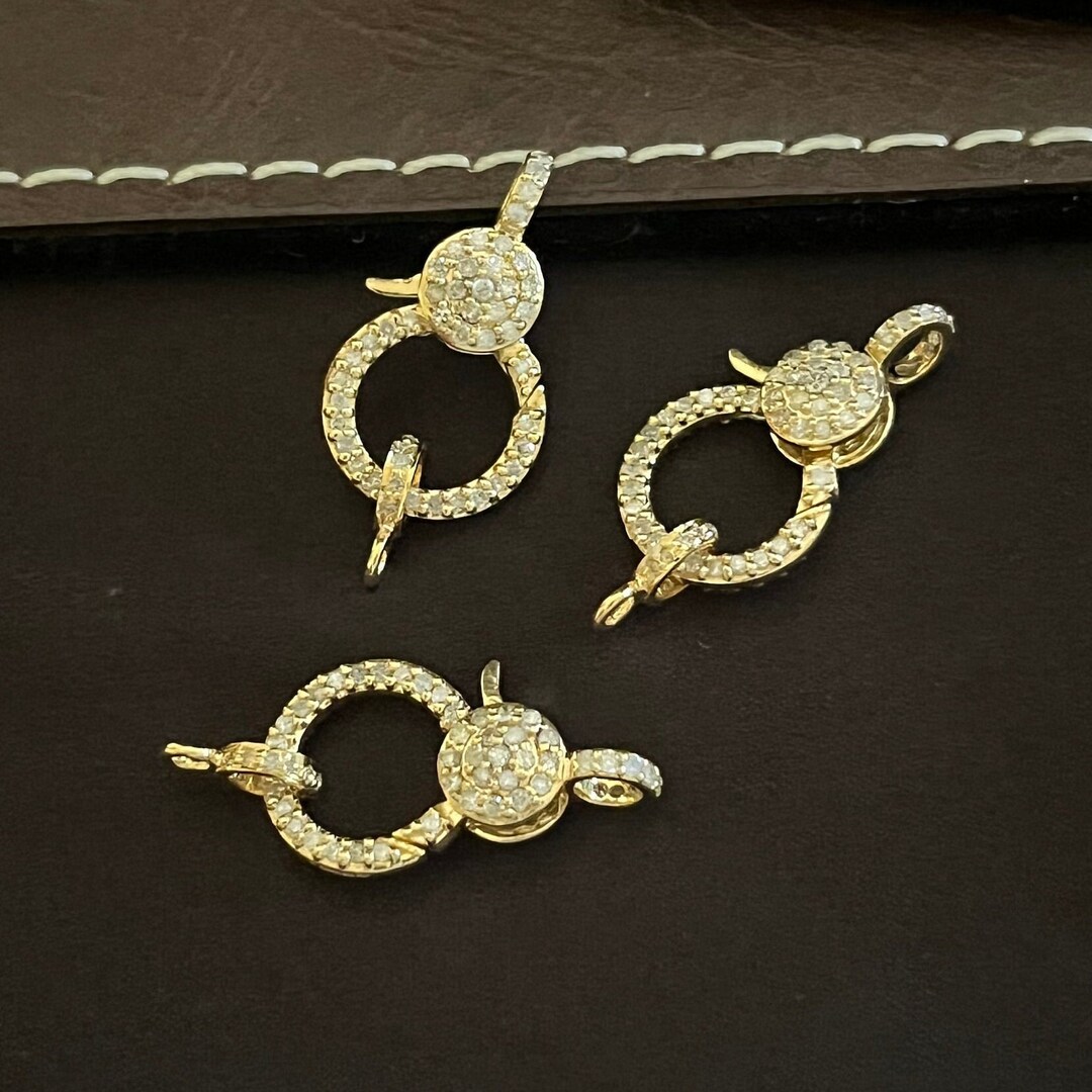 14k Gold Clasp Double Sided Lobster Clasp Diamond Clasp Gold Clasps ...
