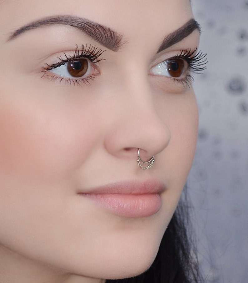 SEPTUM RING Silver Septum Piercing Small Nose Ring Etsy