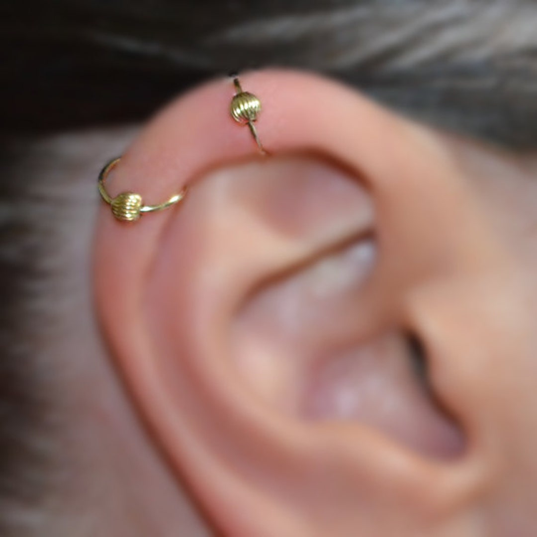 TRAGUS EARRING Gold // 7mm Nose Ring - Nose Ring Stud - Forward Helix ...