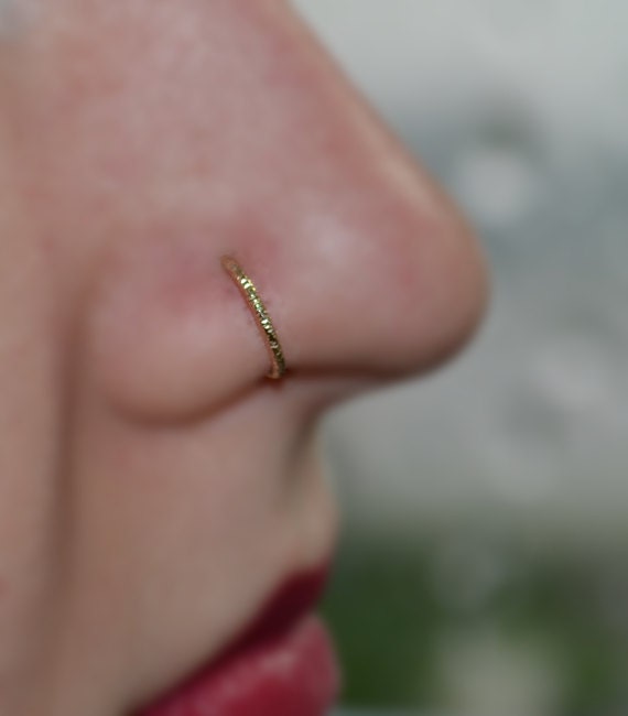 14k Gold Filled NOSE CUFF // Fake Nose Ring Fake Cartilage | Etsy