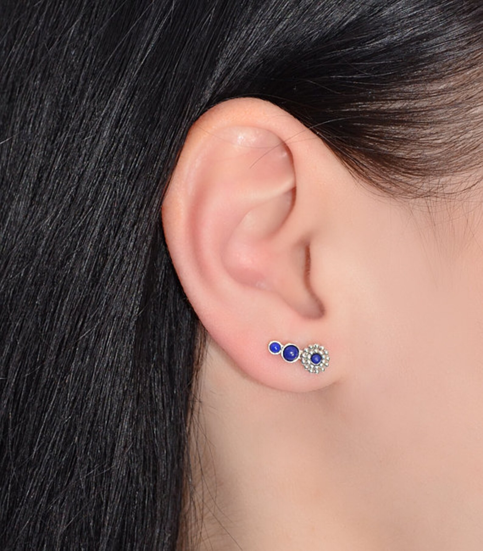 Silver EAR CLIMBER Lapis Lazuli // Lapis Lazuli Ear Pins | Etsy