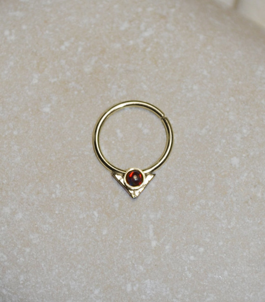 2mm Black Red Opal SEPTUM RING 20g // Gold Nose Ring - Cartilage ...